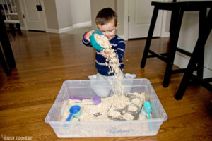 Oatmeal Baking Station Sensory Activity - Busy Toddler