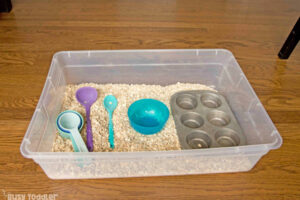 Oatmeal Baking Station Sensory Activity - Busy Toddler
