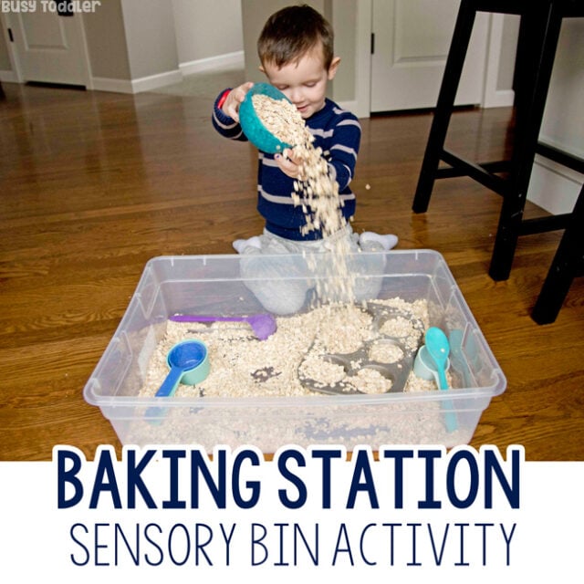 Oatmeal Baking Station Sensory Activity - Busy Toddler