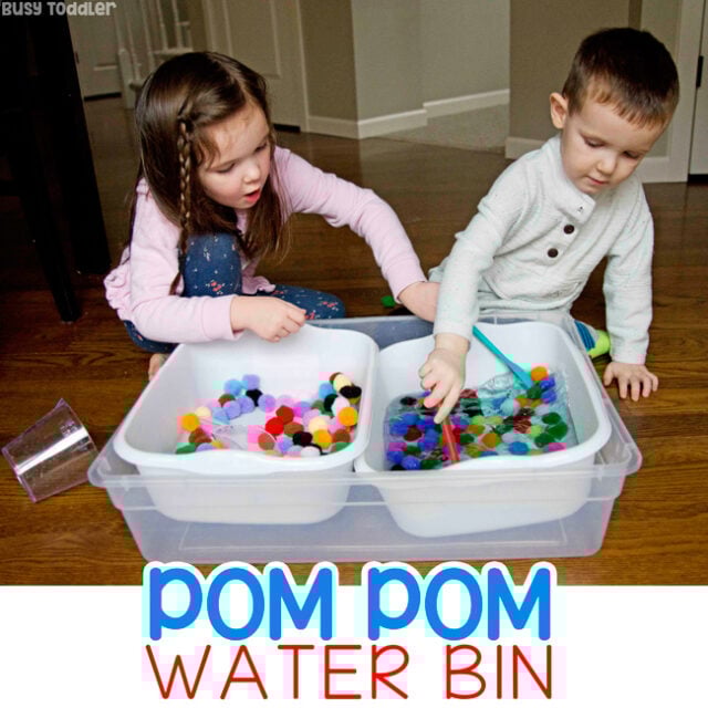 Pom Pom Water Bin Sensory Activity - Busy Toddler