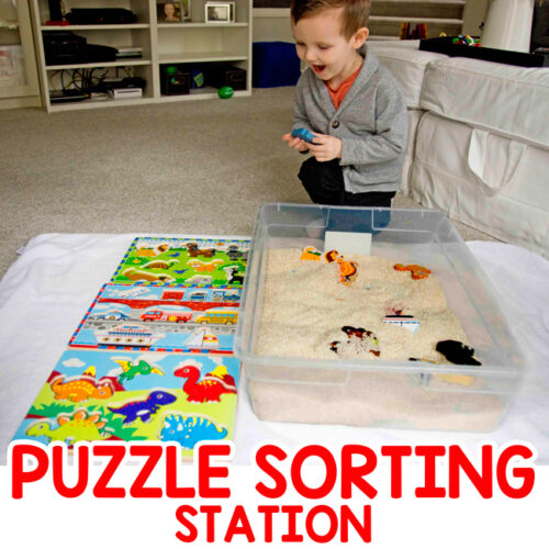 Puzzle Sorting Station Toddler Activity - Busy Toddler