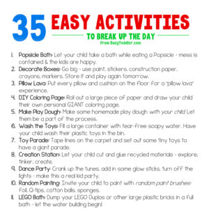 35 Easy Activities for Kids Stuck at Home - Busy Toddler