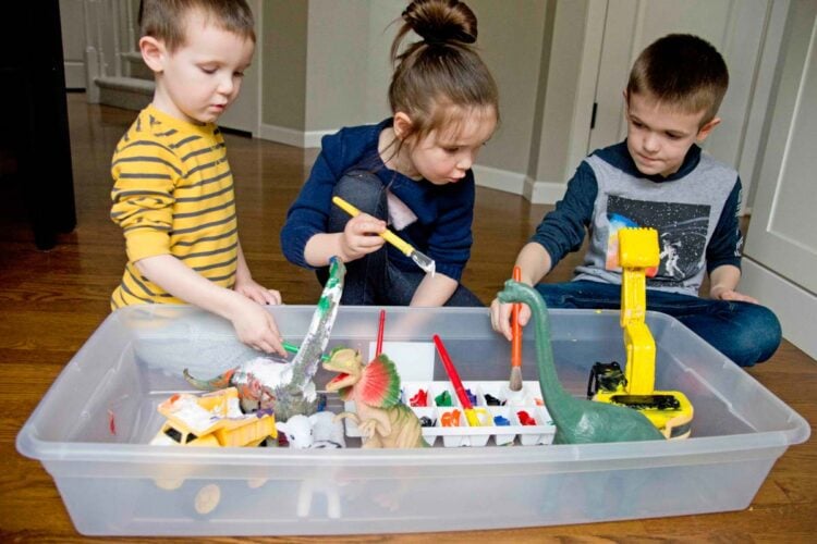 Paint the Toys: Easy Indoor Art Activity - Busy Toddler