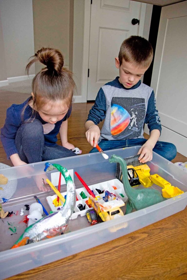 Paint the Toys: Easy Indoor Art Activity - Busy Toddler
