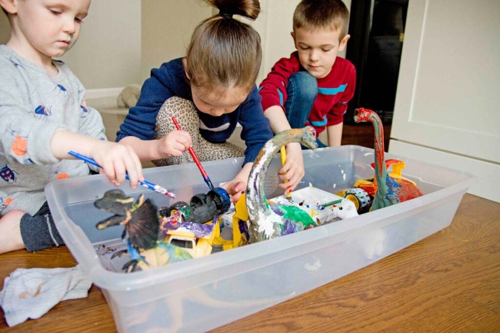 Paint the Toys: Easy Indoor Art Activity - Busy Toddler