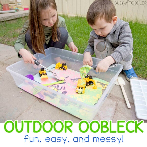 Outdoor Oobleck Messy Play Activity - Busy Toddler