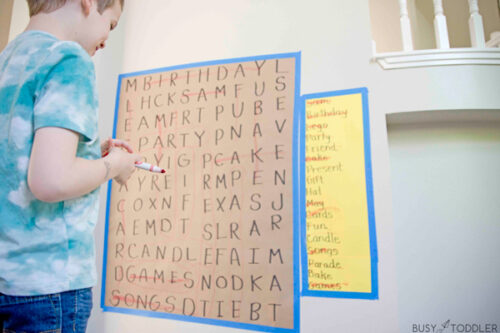 Birthday Word Search Activity for Kids - Busy Toddler