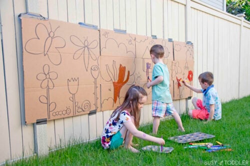 Giant Painting: An Easy Outdoor Art Activity - Busy Toddler