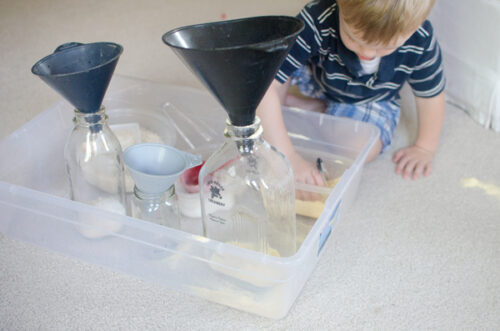 Scooping Station: A Sensory Pouring Activity - Busy Toddler