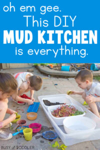 DIY Mud Kitchen: an outdoor sensory activity - Busy Toddler