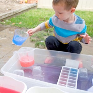 Paint Dyed Water: Outdoor Sensory Activity - Busy Toddler