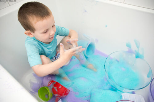 Bubble Foam Bath: A Sensory Activity - Busy Toddler