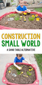 Construction Site Small World Sensory Bin - Busy Toddler