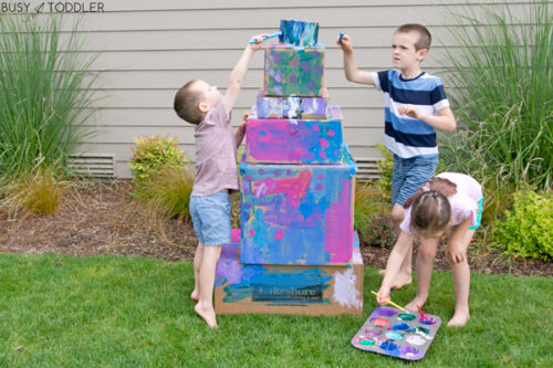 Painted Box Cake: An Outdoor Activity - Busy Toddler