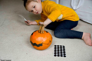 Dot Sticker Pumpkin Activity for Halloween - Busy Toddler