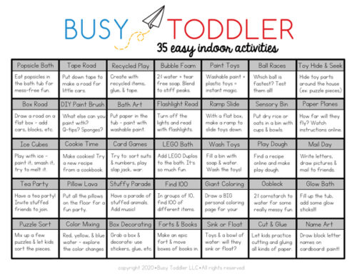 Easy Indoor Activity List (Free Printable) - Busy Toddler