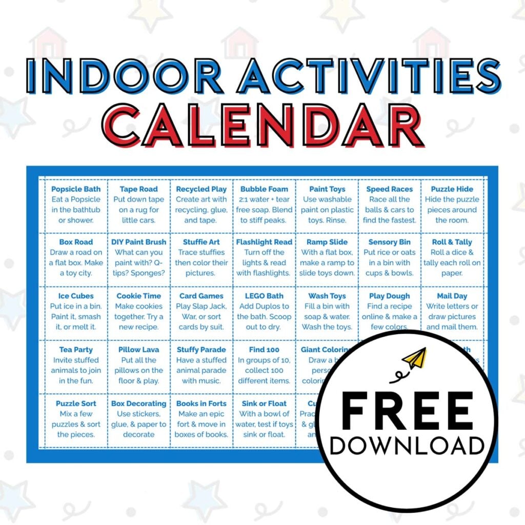 Easy Indoor Activity List (Free Printable) - Busy Toddler