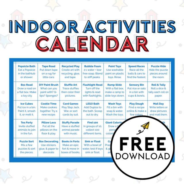 Easy Indoor Activity List (Free Printable) - Busy Toddler