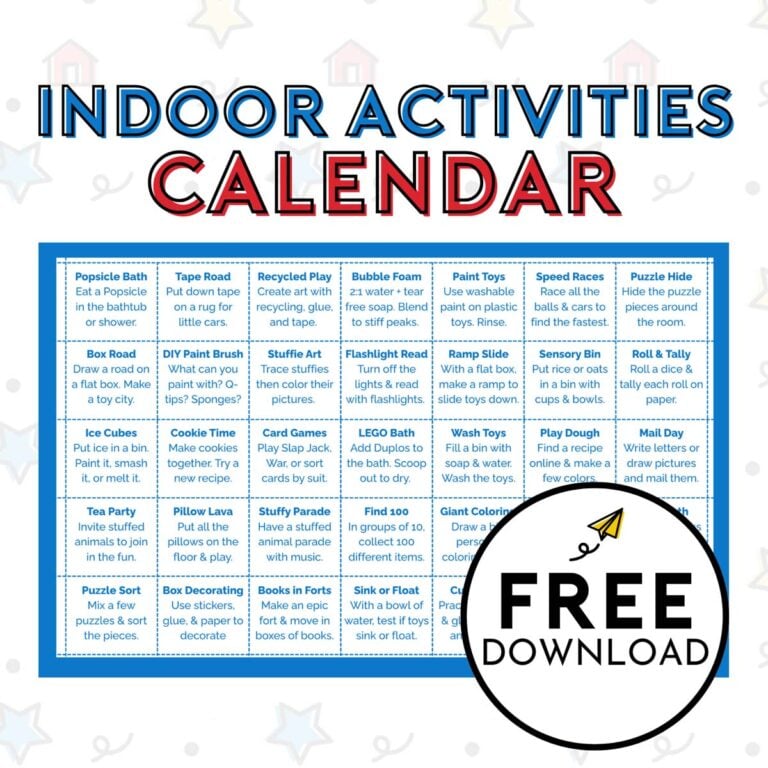 Easy Indoor Activity List (Free Printable) - Busy Toddler