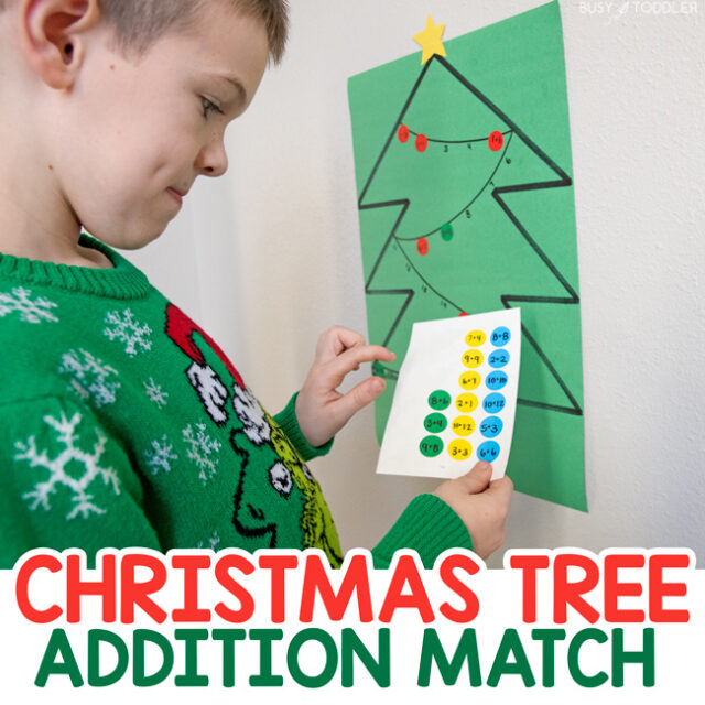 Christmas Tree Addition Match Activity - Busy Toddler