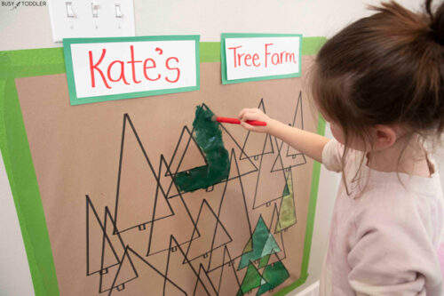 Paint a Christmas Tree Farm - Art Activity - Busy Toddler