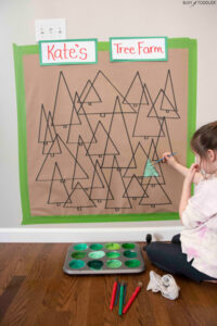 Paint a Christmas Tree Farm - Art Activity - Busy Toddler