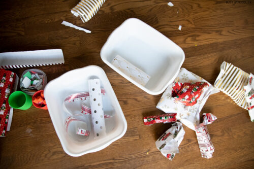 Wrapping Station Christmas Activity for Kids - Busy Toddler
