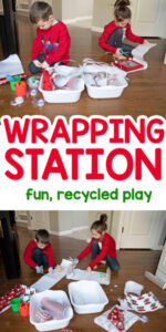 Wrapping Station Christmas Activity for Kids - Busy Toddler