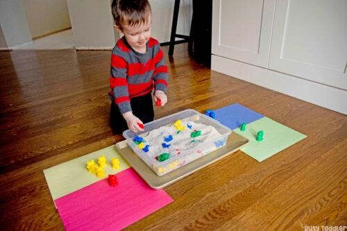 Sensory Sorting: A quick and easy toddler activity - Busy Toddler