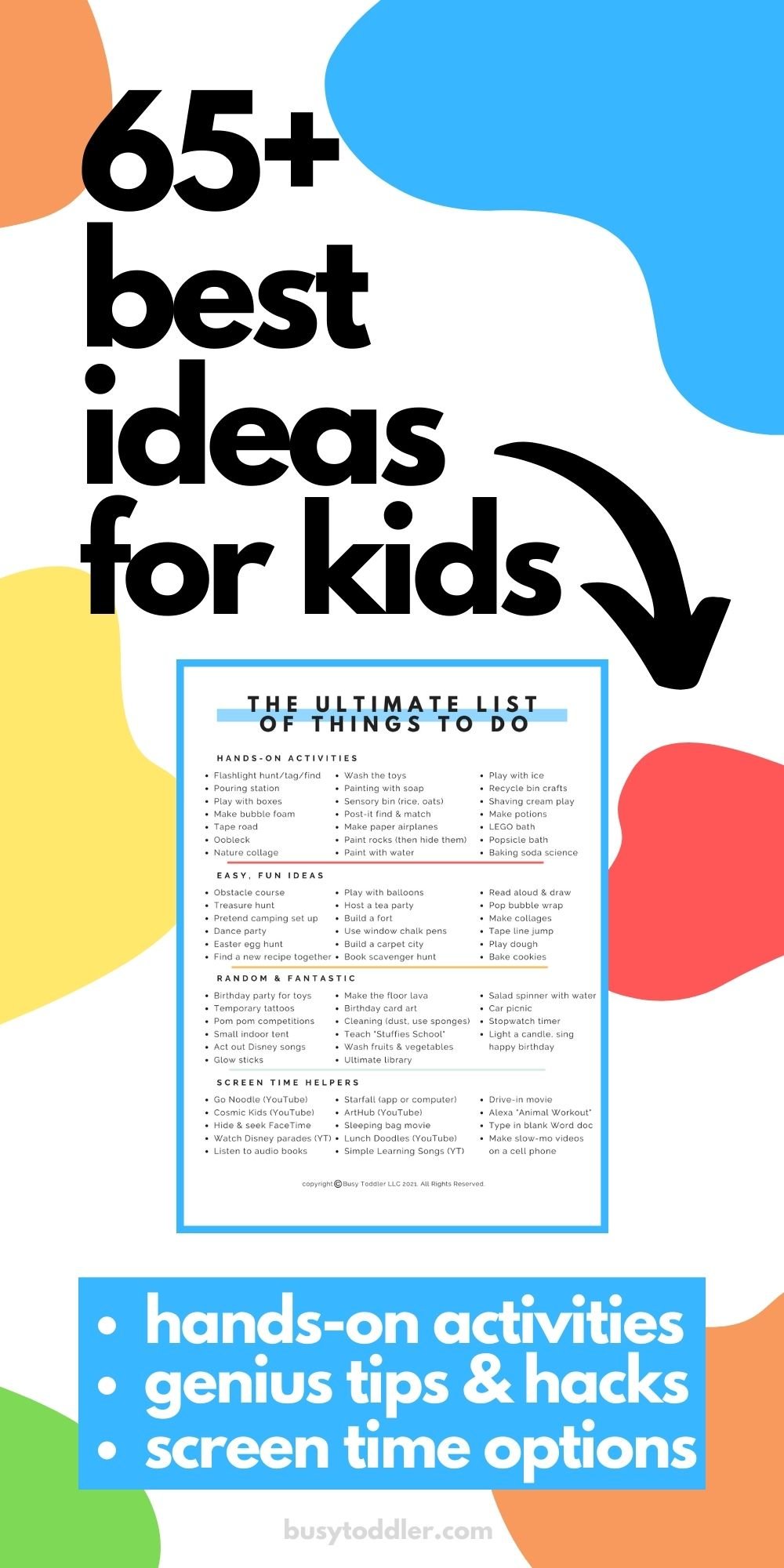 65+ Genius Indoor Activities for Kids (free printable) - Busy Toddler