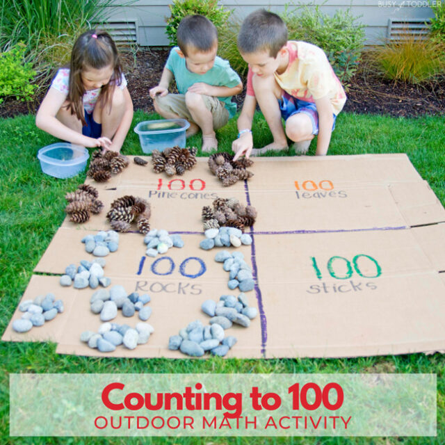 Counting to 100 Outdoor Math Activity - Busy Toddler
