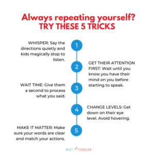 Ready to stop repeating yourself? Try these 5 tricks - Busy Toddler