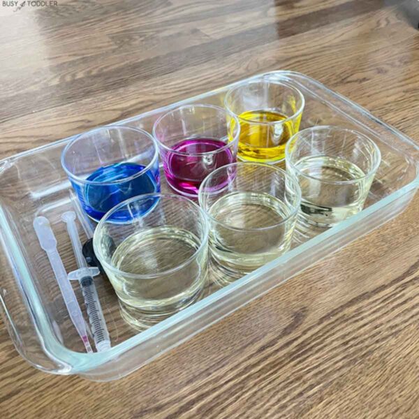 Oil and Water Science Experiment - Busy Toddler