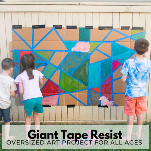 Giant Tape Resist Art Outdoor Activity - Busy Toddler