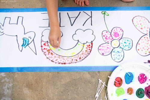 Outdoor Pointillism Art Activity for Kids - Busy Toddler