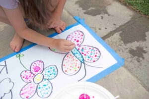 Outdoor Pointillism Art Activity for Kids - Busy Toddler