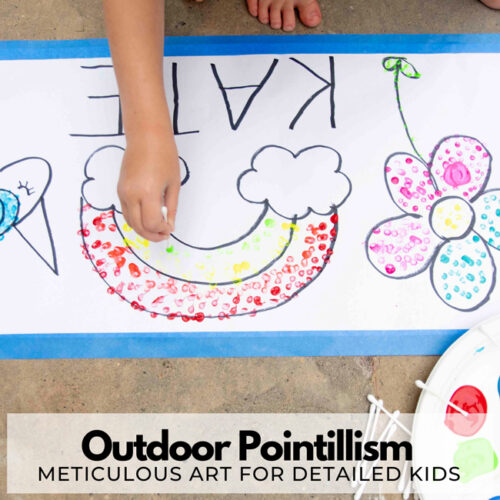 Outdoor Pointillism Art Activity for Kids - Busy Toddler