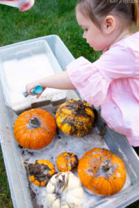 Pumpkin Washing Station - Easy Fall Toddler Activity - Busy Toddler