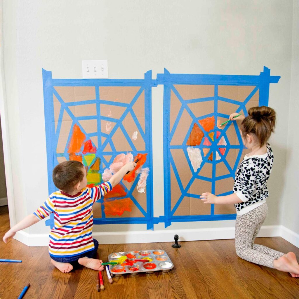 Spider Web Tape Resist Art - The Activity that Broke the Internet