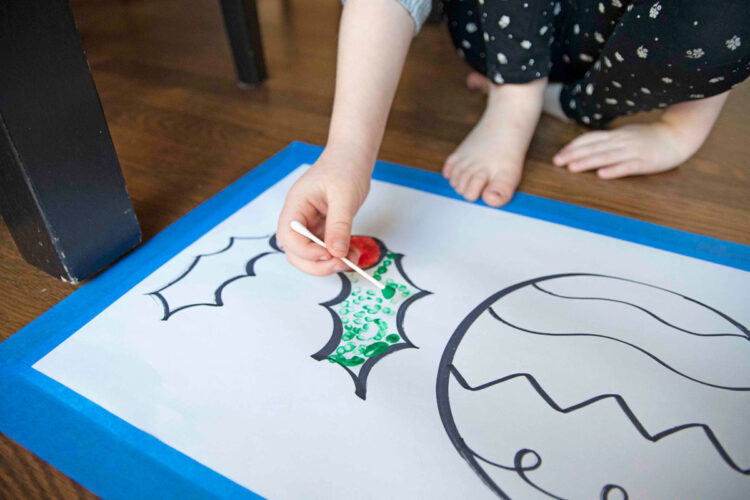 Easy Christmas Q-Tip Painting - Busy Toddler