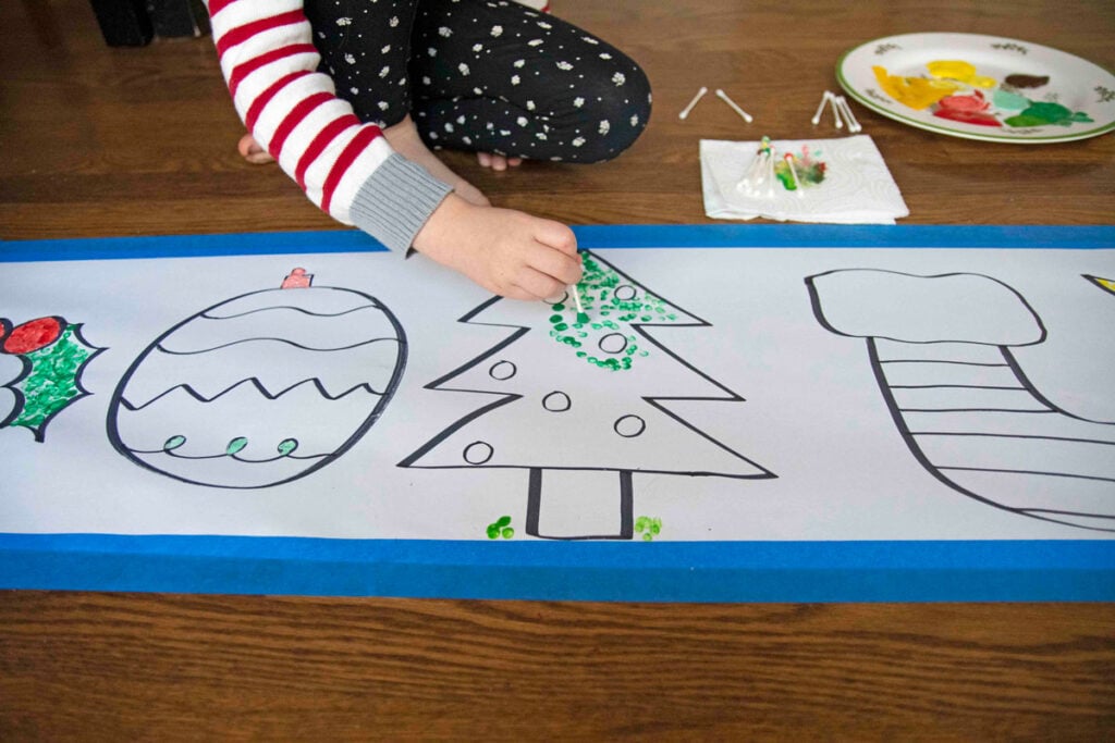 Easy Christmas Q-Tip Painting - Busy Toddler