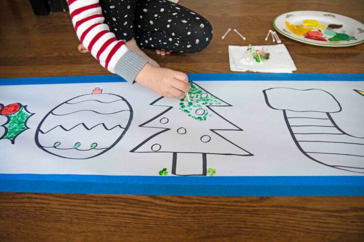 Easy Christmas Q-Tip Painting - Busy Toddler