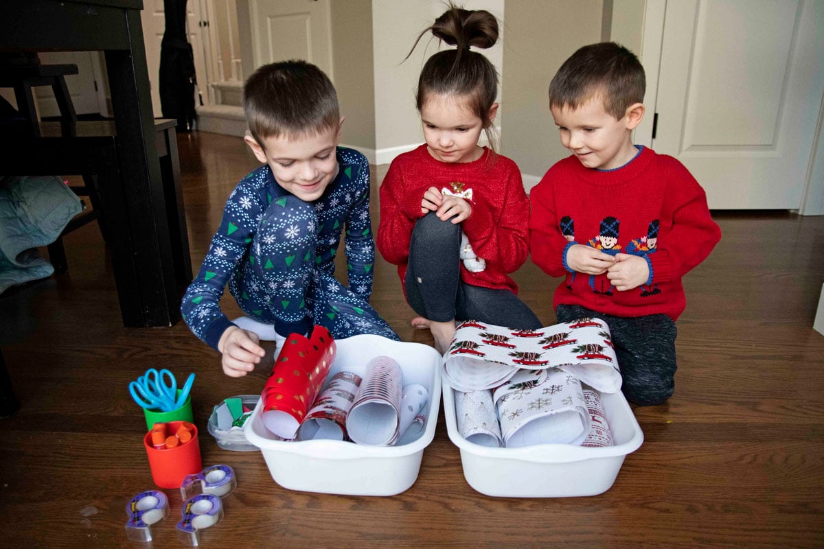 Christmas Wrapping Station - Busy Toddler