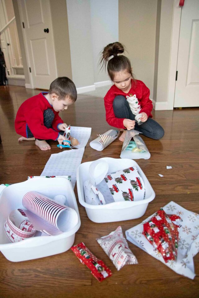 Christmas Wrapping Station - Busy Toddler