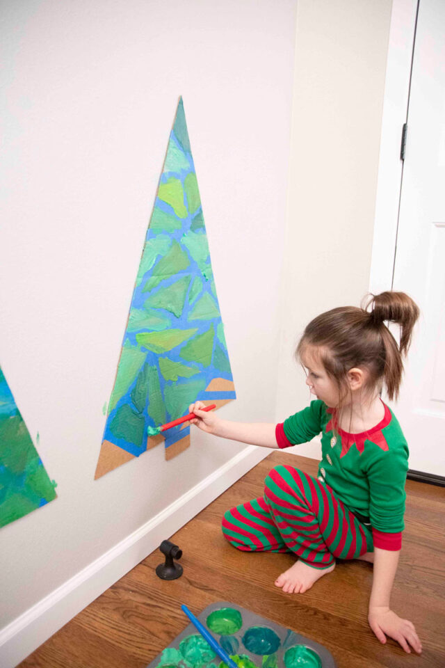 Tape Resist Christmas Trees - Busy Toddler