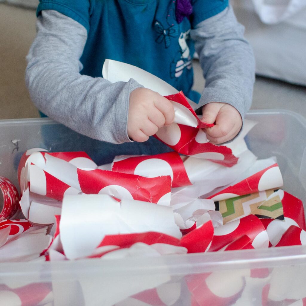 Ripping Paper Christmas Activity - Busy Toddler