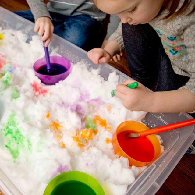 Painting Snow Indoor Activity - Busy Toddler