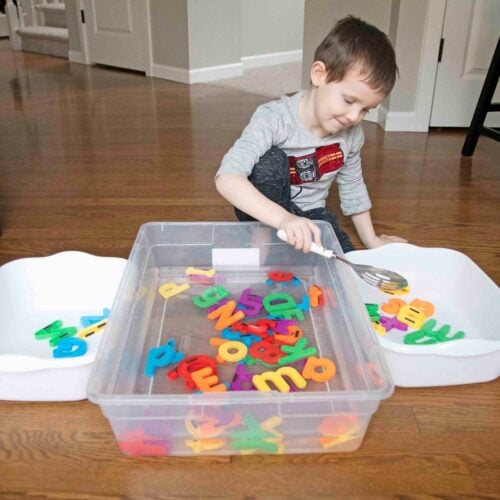 Alphabet Scoop and Transfer Literacy Activity - Busy Toddler