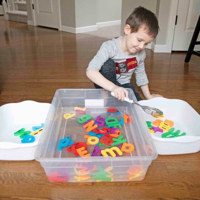 Alphabet Scoop and Transfer Literacy Activity - Busy Toddler