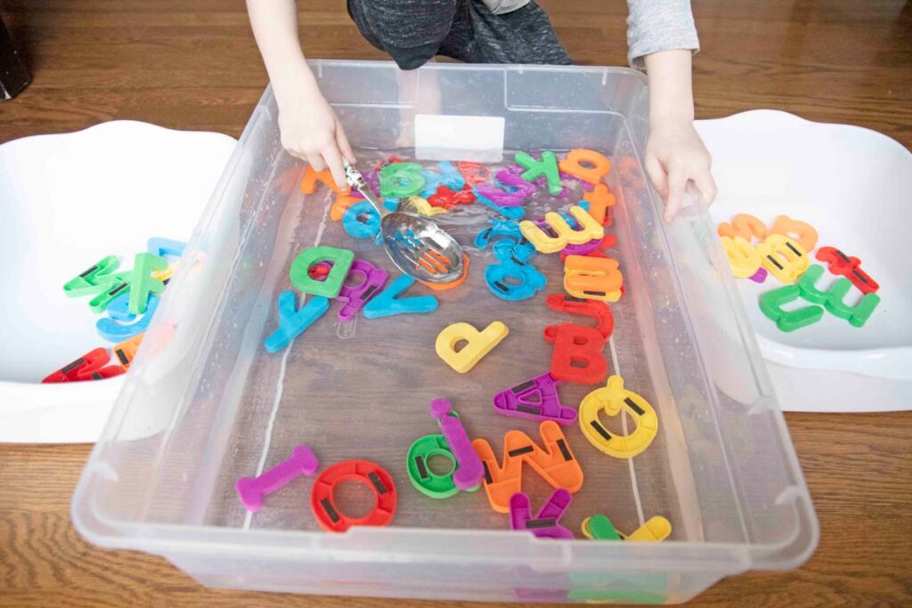 Alphabet Scoop and Transfer Literacy Activity - Busy Toddler